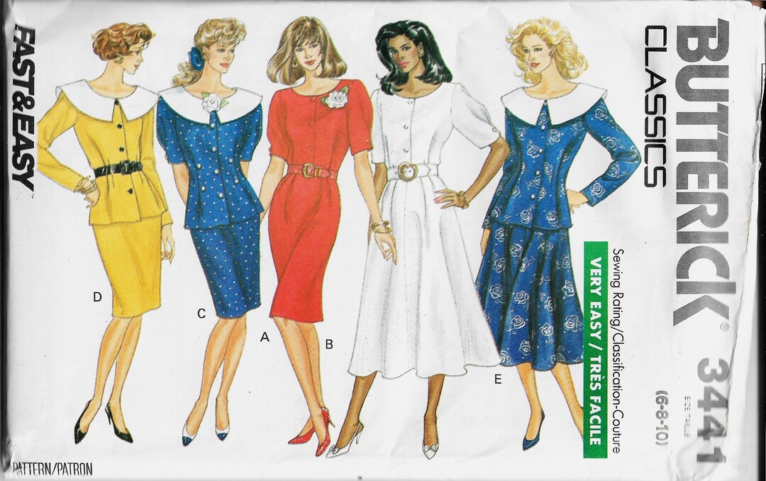 Butterick 3441 Misses Chaqueta Vintage y Falda Talla 6,8,10 Sin cortar ...