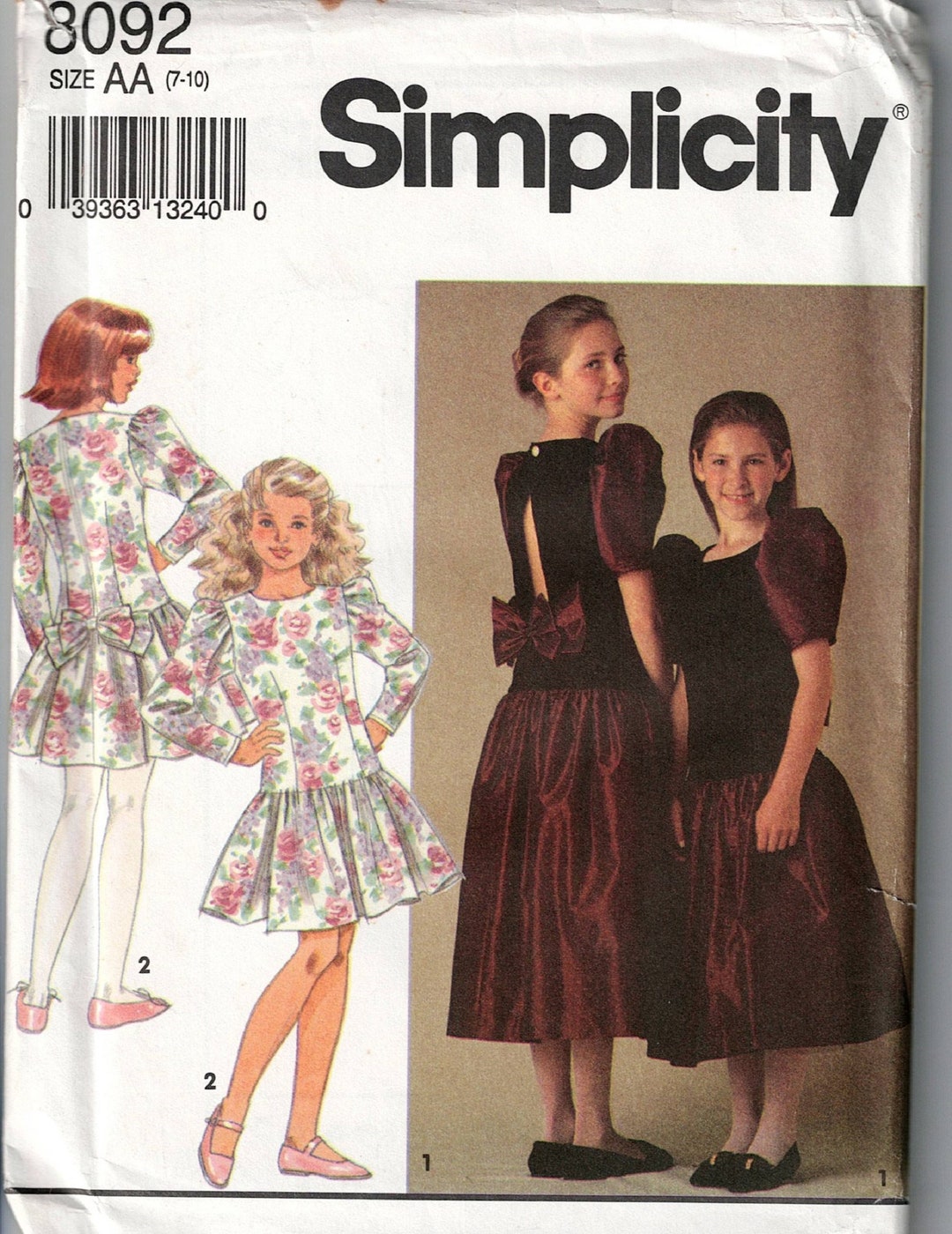 Simplicity 8092 Children's/girls Special Occasion Dresses Size 7-10 ...