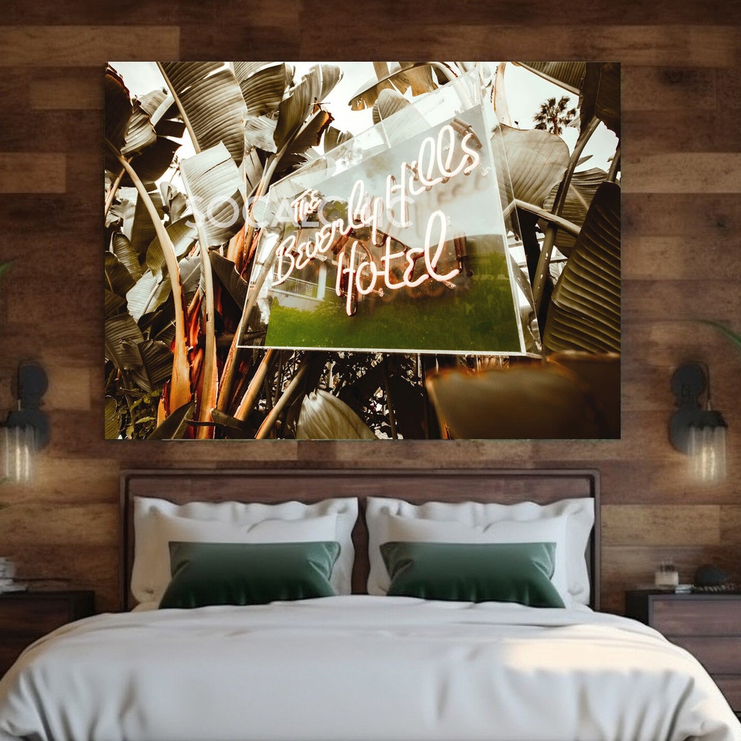 Beverly Hills Hotel Neon Sign POSTER, Banana Leaves, Gift for Her ...
