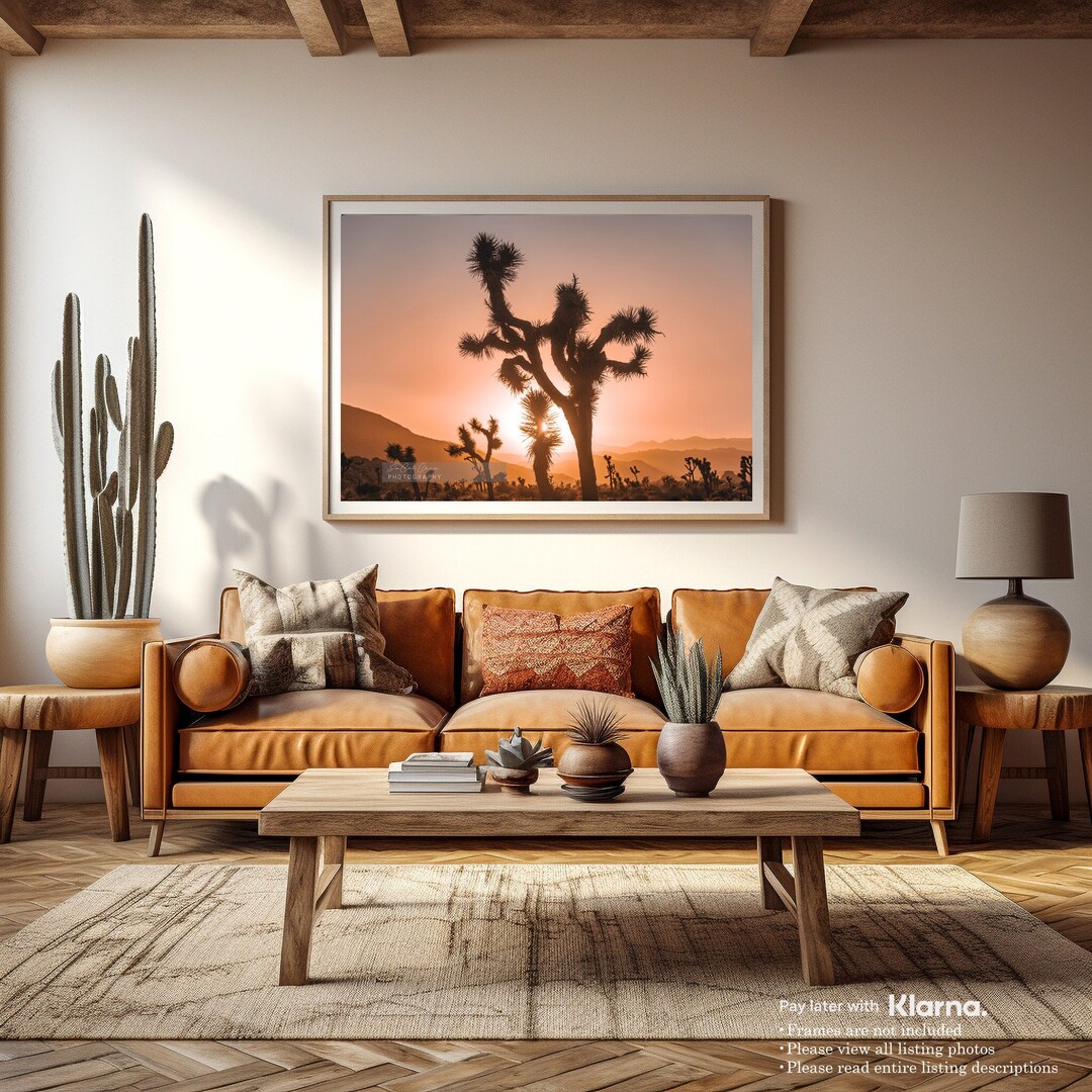 Joshua Tree Sunset Print, Desert Wall Art, Nursery Print, Cactus Print ...