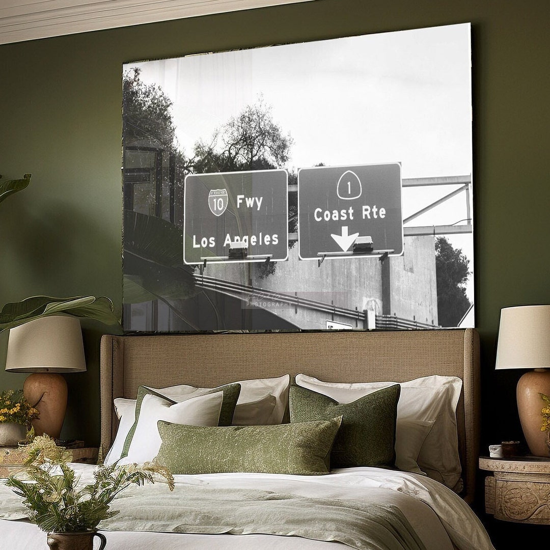 Black and White Los Angeles Freeway Print, Beach Print, Coastal Decor ...