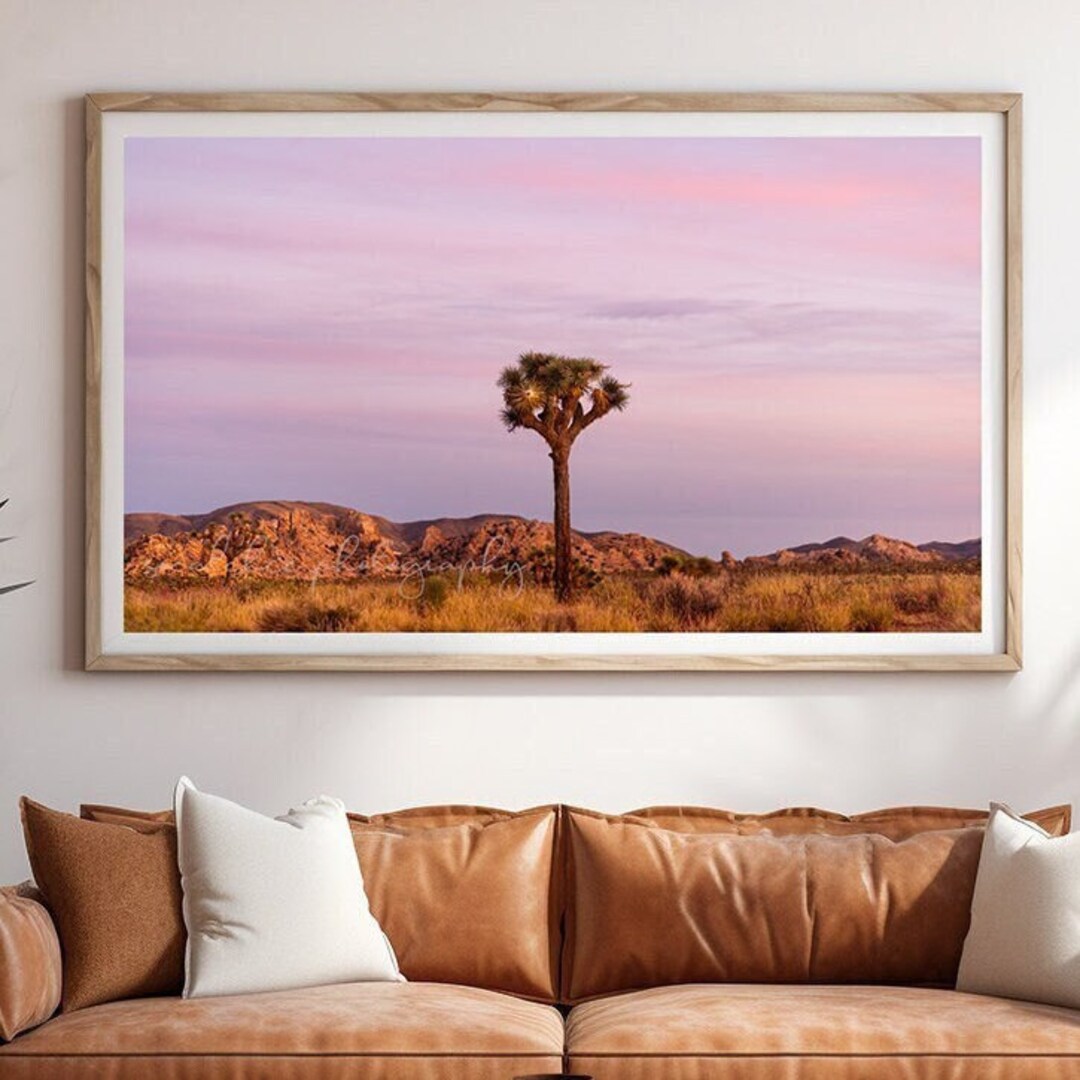 Joshua Tree Sunset Print, Pink Sky, Vintage Print, Travel Photography ...