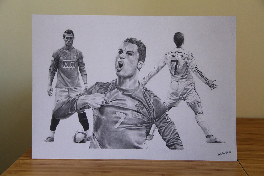 Cristiano Ronaldo A4/A5 Print of an Original Drawing by Robert J ...