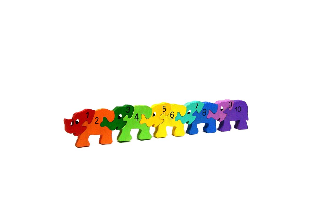 Elephant Numbers Puzzle, 1-10 Puzzle, Wooden Numbers Puzzle, Wooden ...