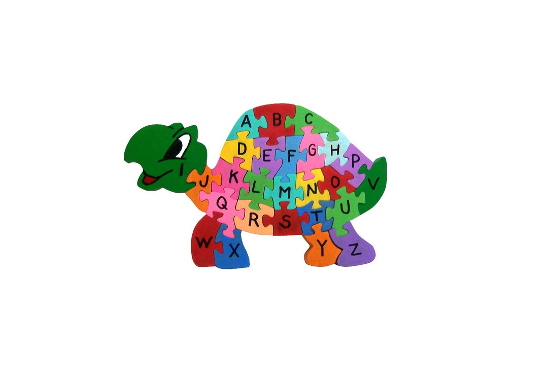 Wooden Turtle Alphabet Puzzle, Kids Educational Puzzle, Puzzle Child ...