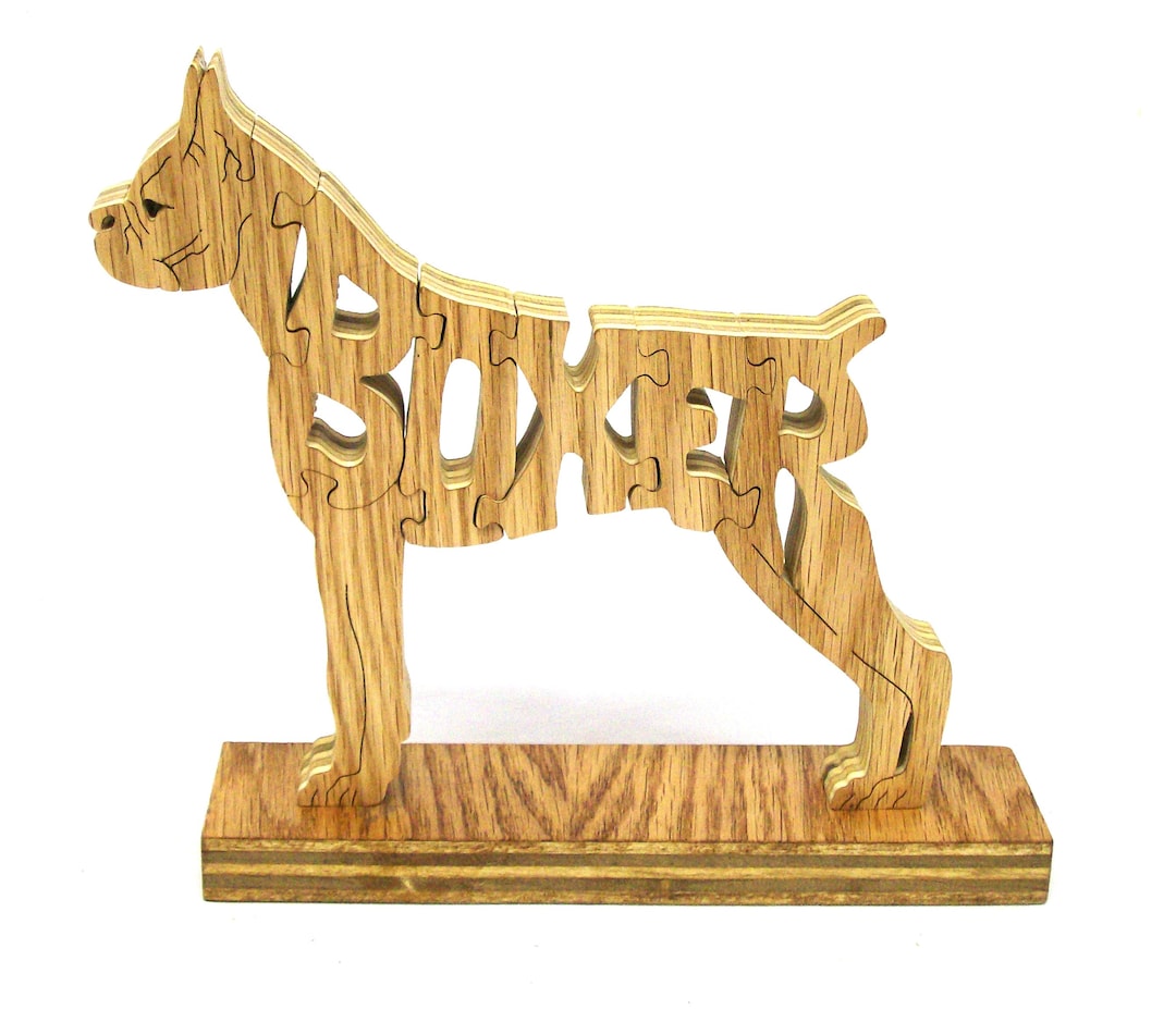 Wooden Dog Puzzle, Dog Puzzle Boxer, Dog Boxer, Wooden Animal Puzzle ...