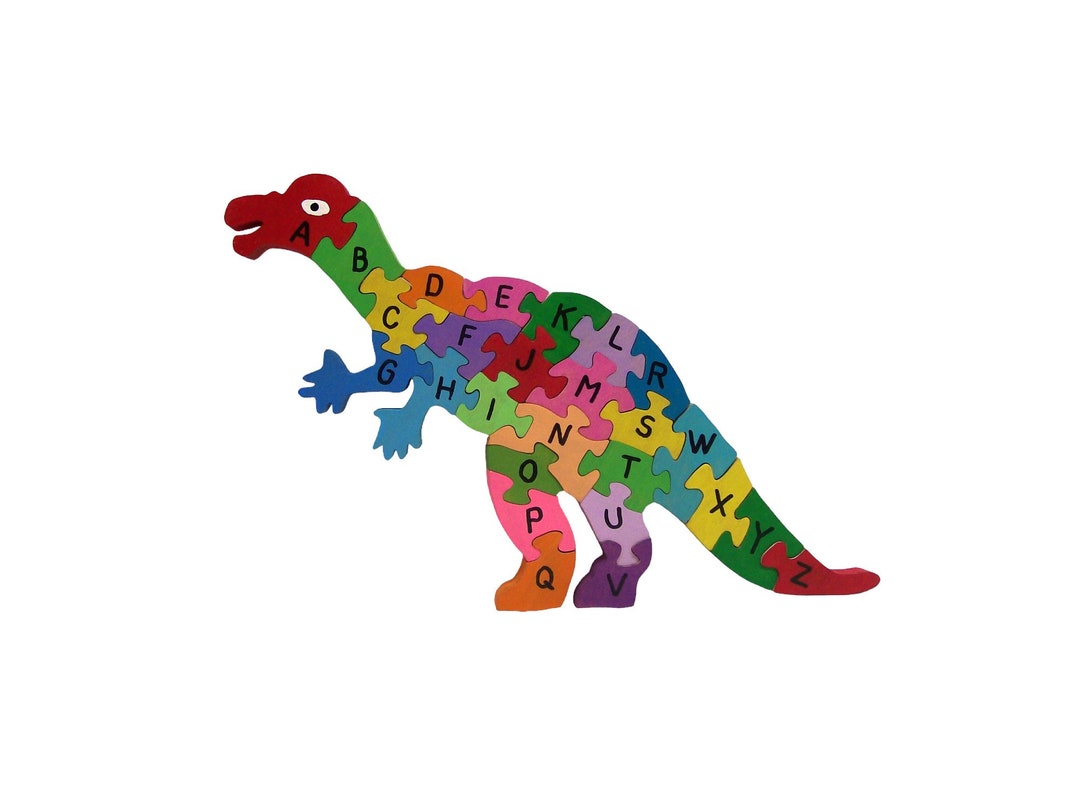 Dinosaur Alphabet Puzzle, Puzzle Child Educational, Wooden Alphabet ...
