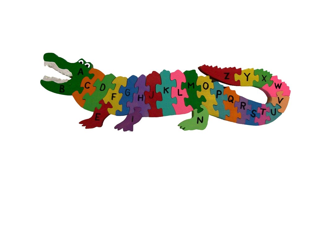 Crocodile Puzzle, Wooden Alphabet Puzzle, Wooden Puzzles for Kids ...