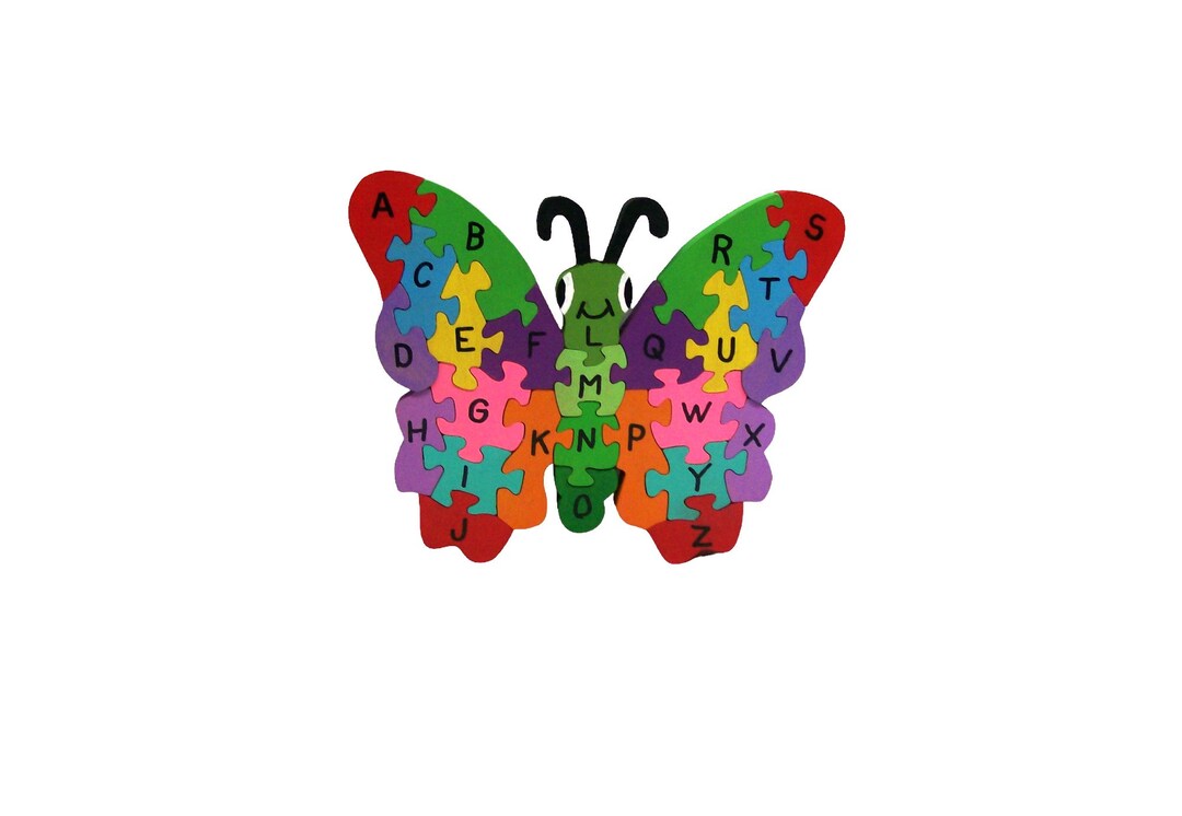 Wooden Alphabet Puzzle Wooden Butterfly Puzzle Butterfly - Etsy