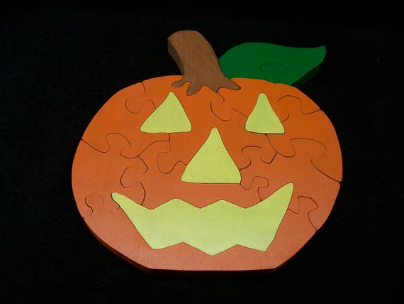 Jack O Lantern Jack-o-lantern Puzzle Wooden Pumpkin Puzzle | Etsy