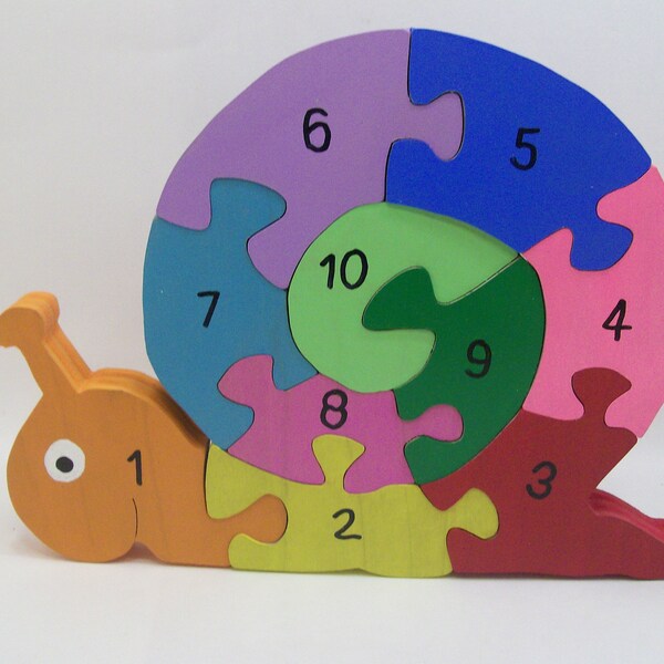 Wooden Number Puzzle 1 10 - Etsy