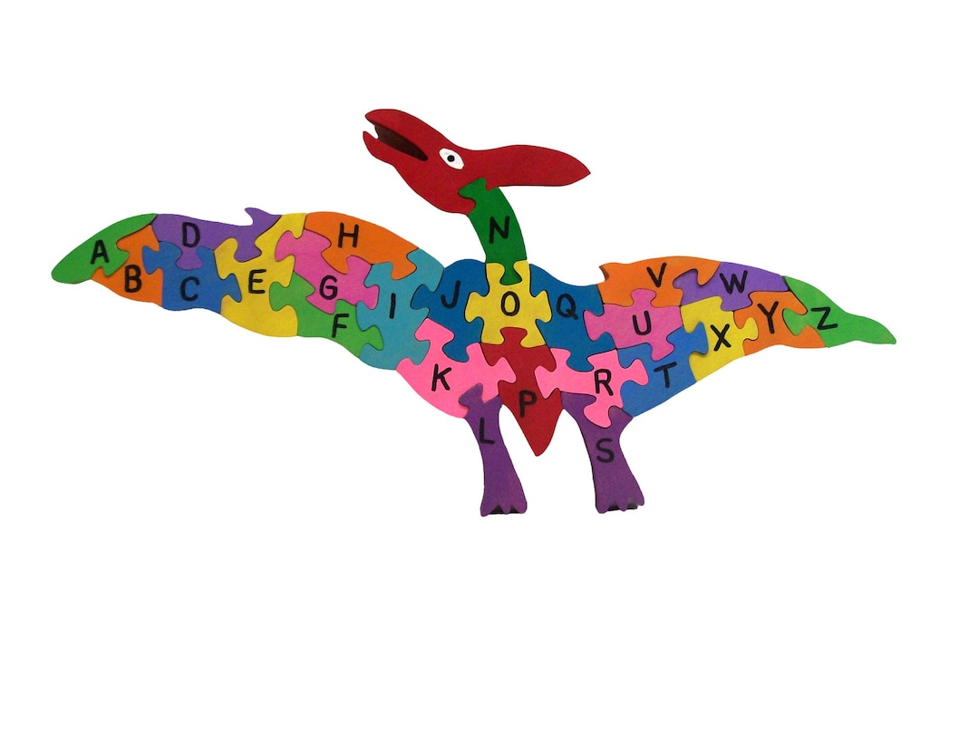 Wooden Alphabet Puzzle, Wooden Dinosaur Puzzle, Dinosaur Puzzle ...