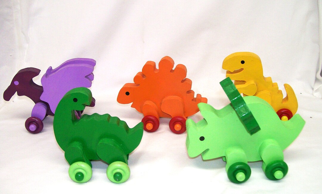 Wooden Dinosaur Toys, Wooden Toys for Toddler, Wooden Push Pull Toys ...