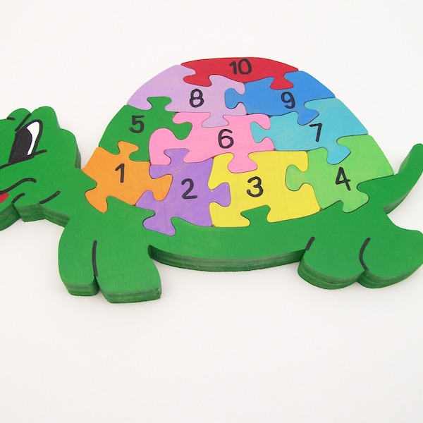 Wooden Number Puzzle 1 10 - Etsy