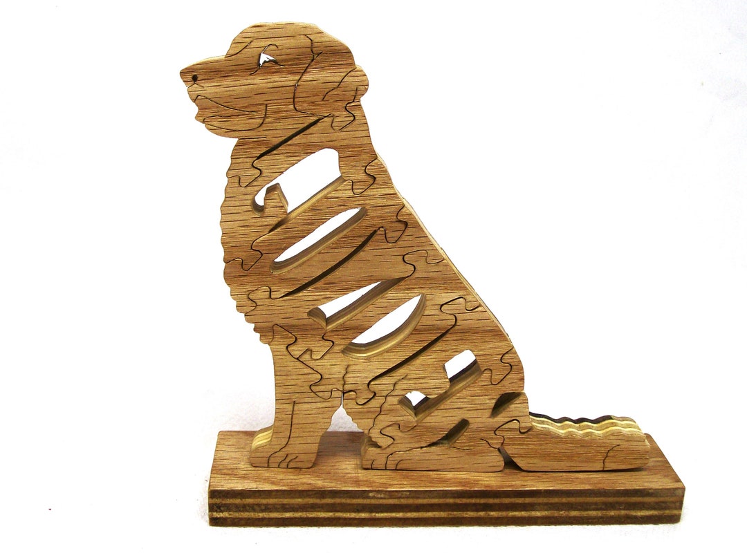 Golden Retriever Dog Puzzle, Retriever Hunting Dog Wooden Puzzle ...