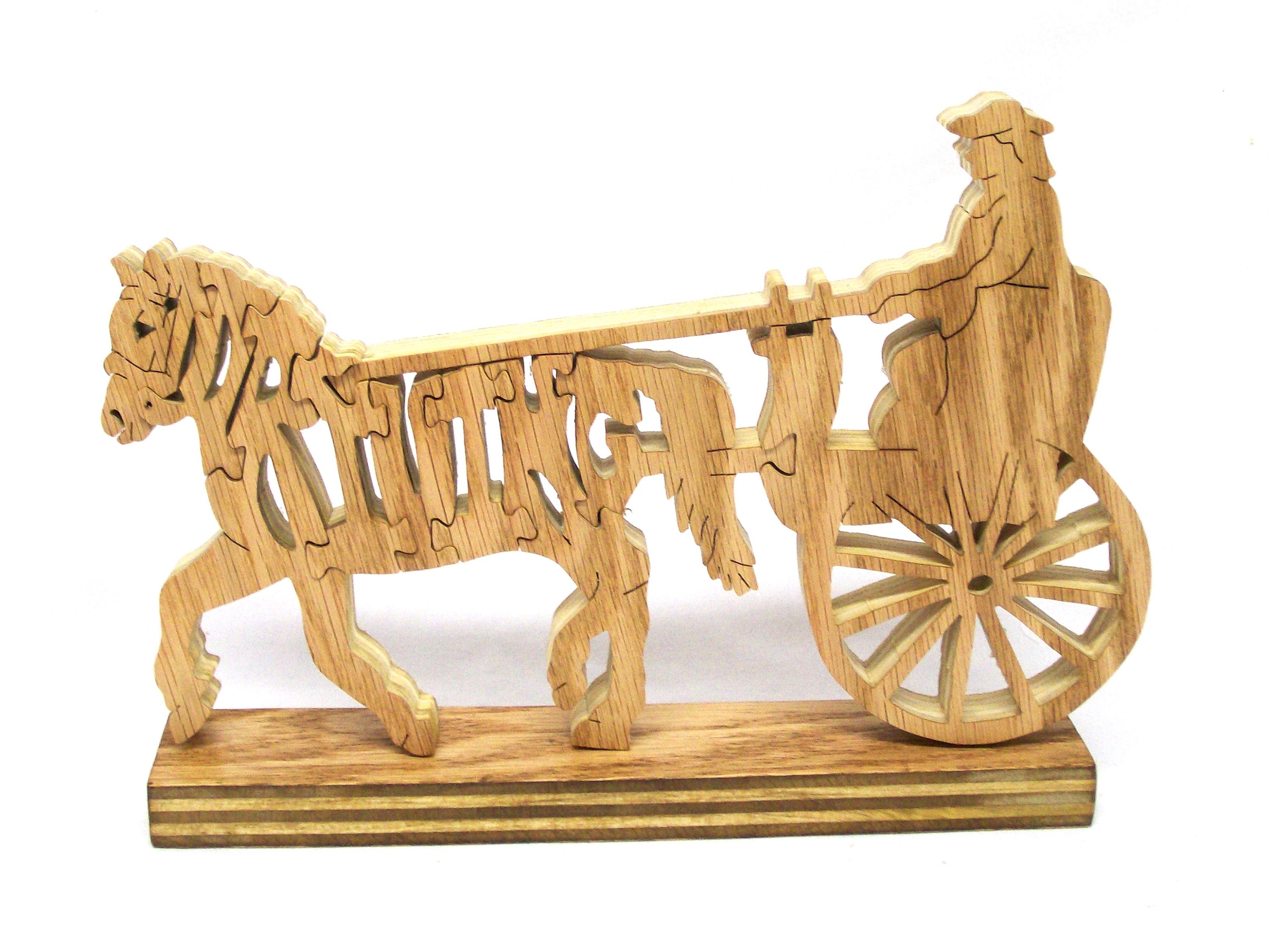 Pony and Cart Puzzle, Driving Horse Puzzle, Wooden Horse Puzzle, Animal ...