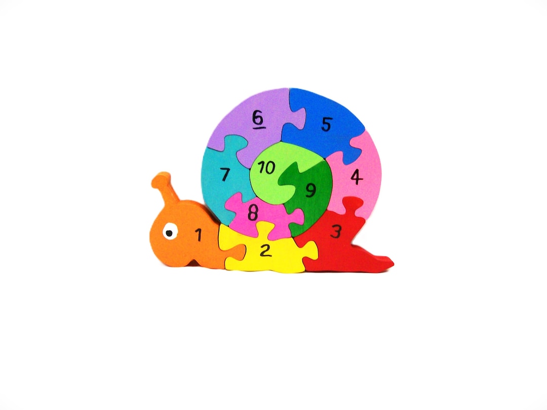 Wooden Numbers Puzzle, Wooden Snail Puzzle, 1-10 Numbers Puzzle ...