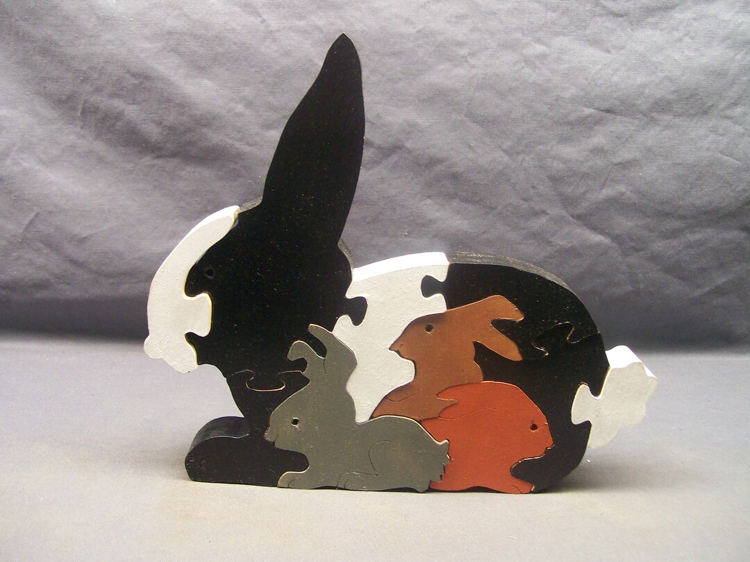 Rabbit Puzzle, Animal Shaped Puzzle, Wooden Puzzles for Kids, Wooden ...
