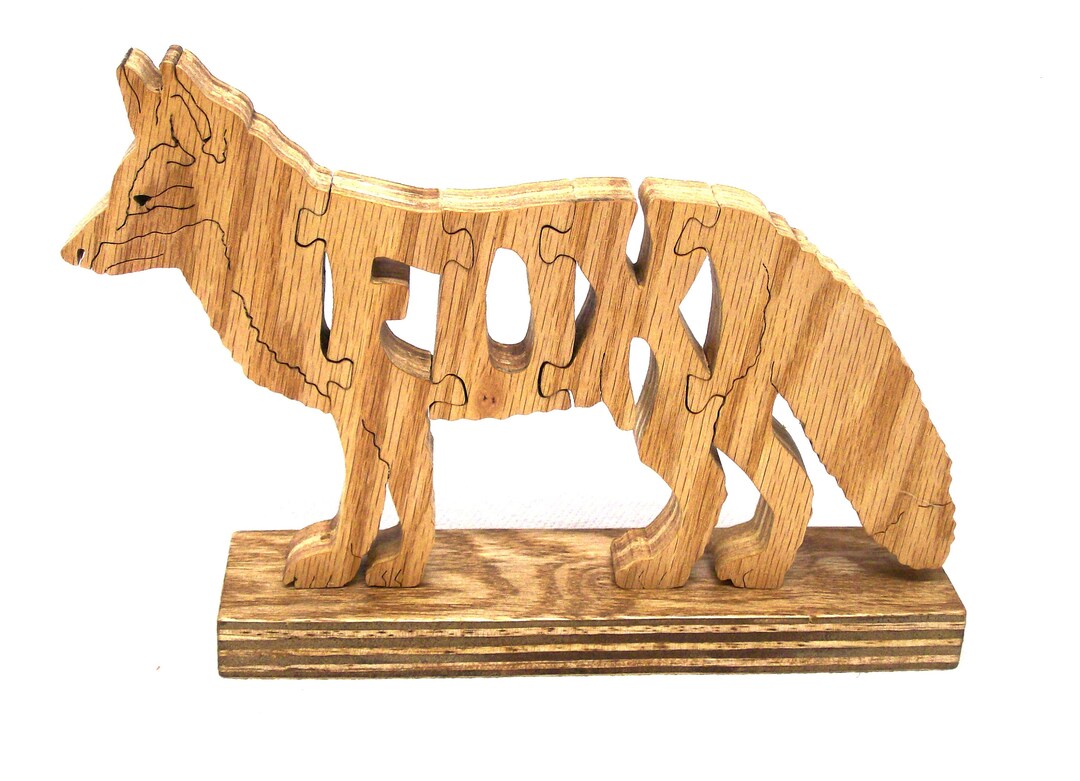 Wooden Fox Puzzle, Fox Wooden Animal Puzzle, Wooden Fox Dog Puzzle, Dog ...