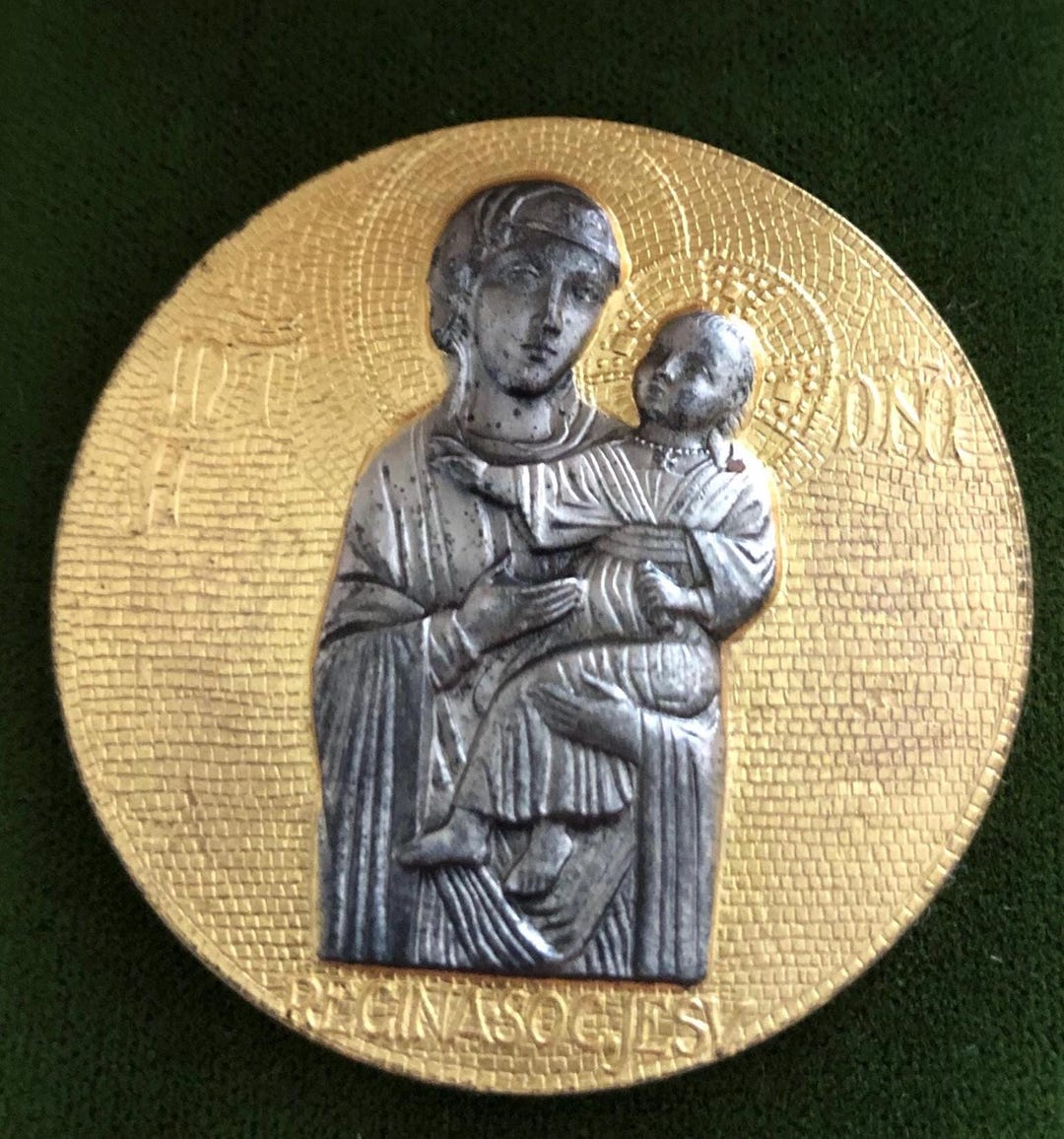 Heavy Commerative Metal Virgin Mary & Jesus and Pope Other Side - Etsy