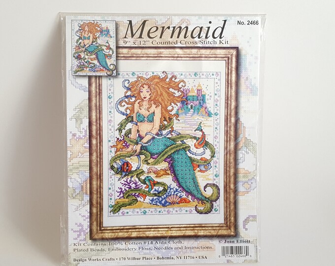 Colorful Mermaid! Counted Cross Stitch Kit by Design Works 9" X 12" - Etsy