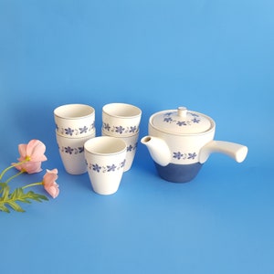 Mid Century Tea Set! Noritake Nippon Toki Kaisha Teapot & 5 Cups Blue Leaves - Etsy