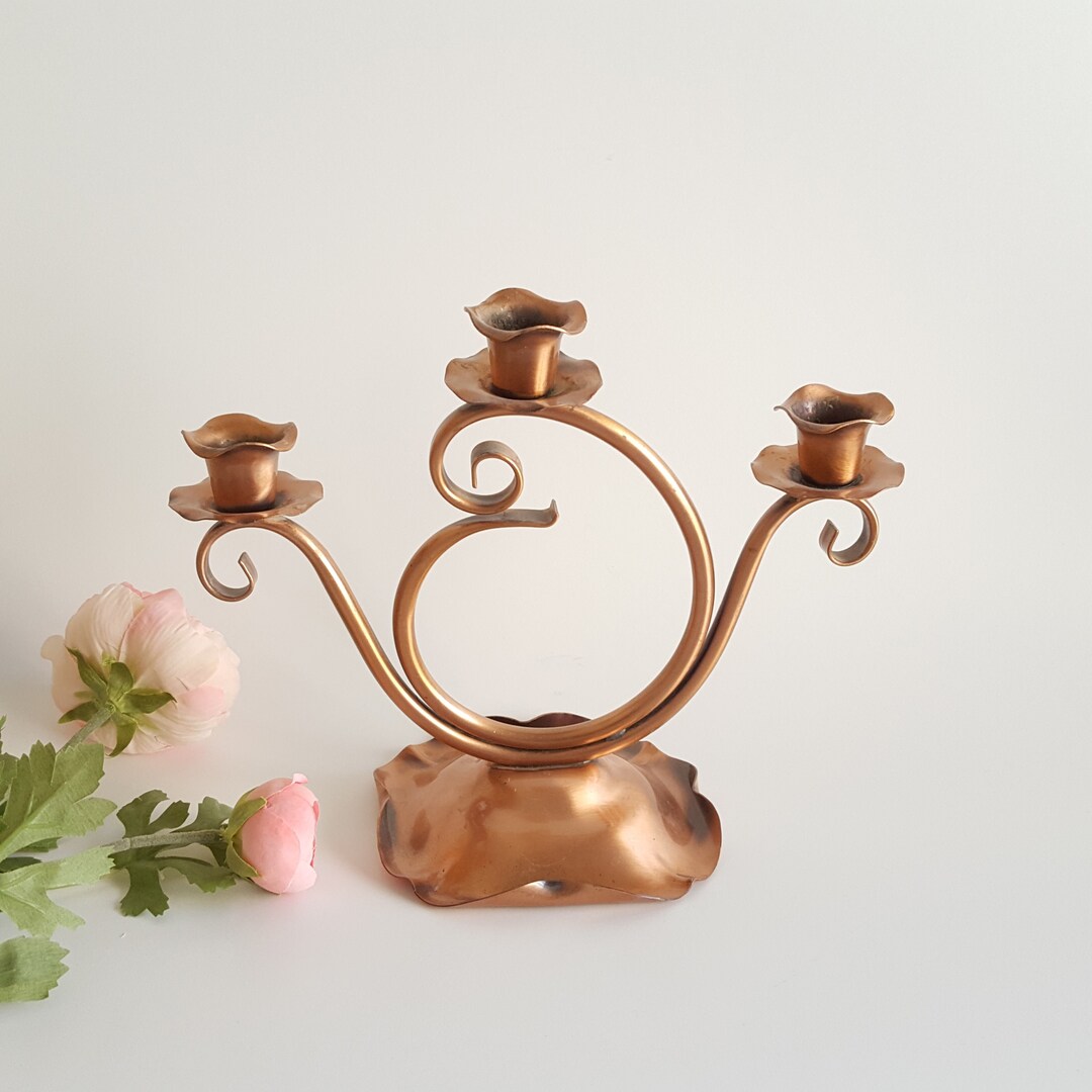 Gregorian Copper! Vintage 3 Candle Candelabra Holder Made in USA - Etsy