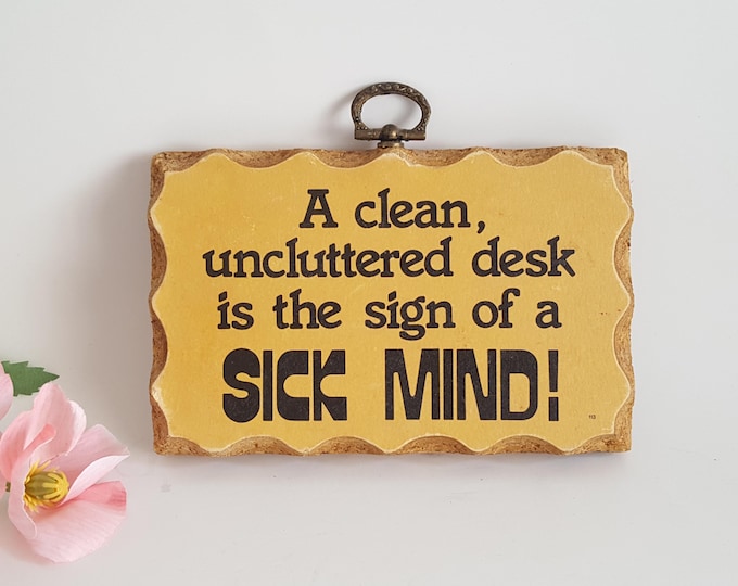 Sick Mind! Vintage 70's Funny Office Wall Sign Work Humor by Paula - Etsy