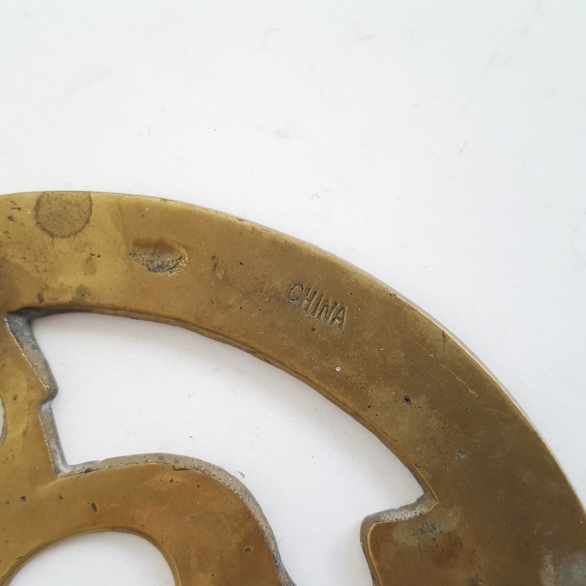 Brass Dragon! Vintage Trivet Etched Design Footed Round Chinese 5" - Etsy