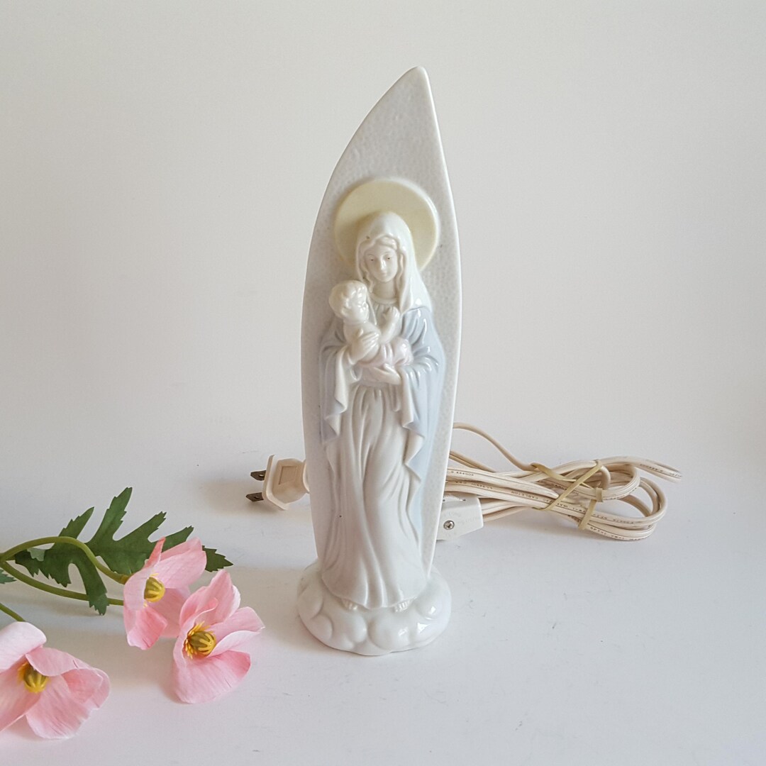 Madonna Night-light! Vintage Porcelain Figurine Bedside Table 9" - Etsy