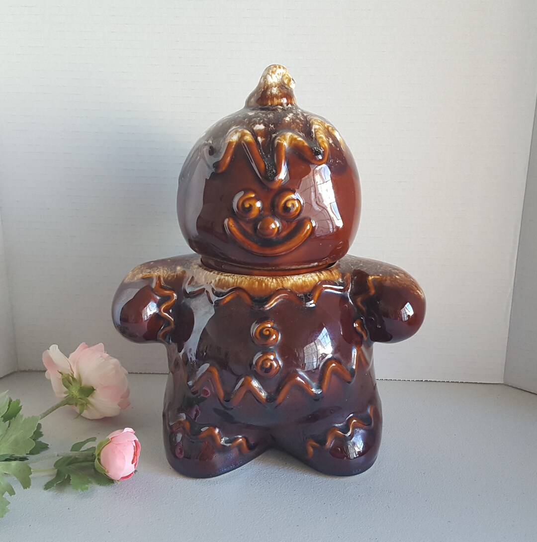 Gingerbread Man Vintage Hull Pottery Cookie Jar Brown Drip 1940s - Etsy