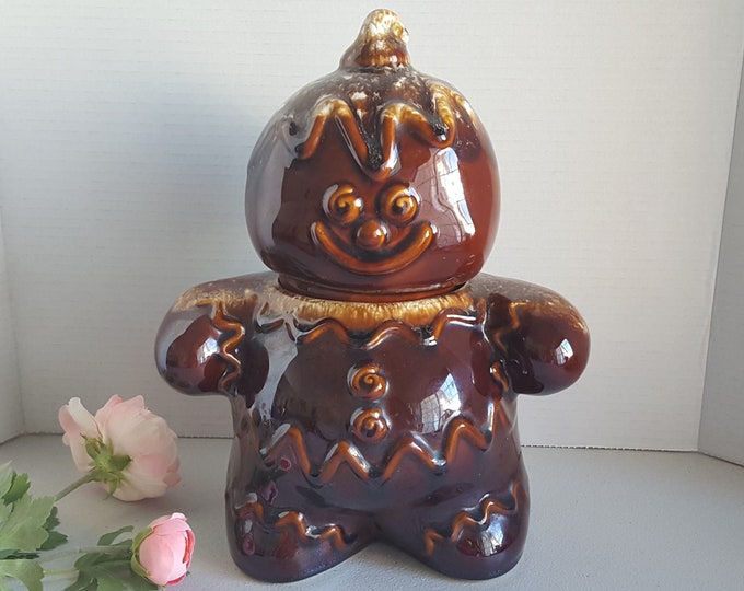 Gingerbread Man! Vintage Hull Pottery Cookie Jar Brown Drip 1940s - Etsy