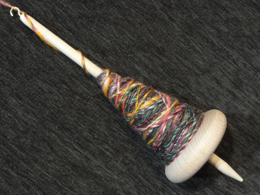 Bottom Whorl Drop Spindle, 3" Whorl, 10" Long, 2.3 Oz. With Brass Hook ...