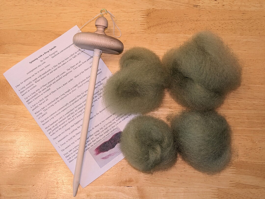 Drop Spindle Learn to Spin Kit With 0.5 Oz Border Leicestershire Wool ...