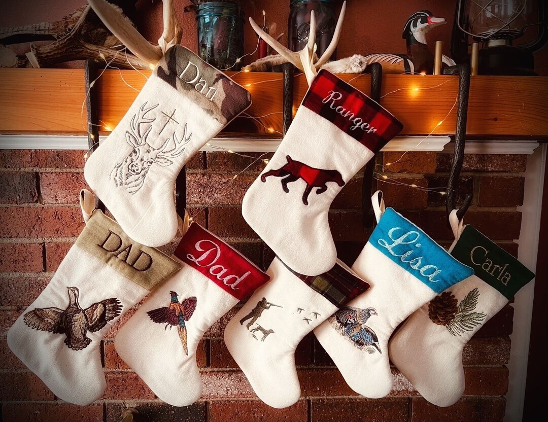 Upland Bird Hunting and Outdoors Custom Christmas Stockings Natural ...