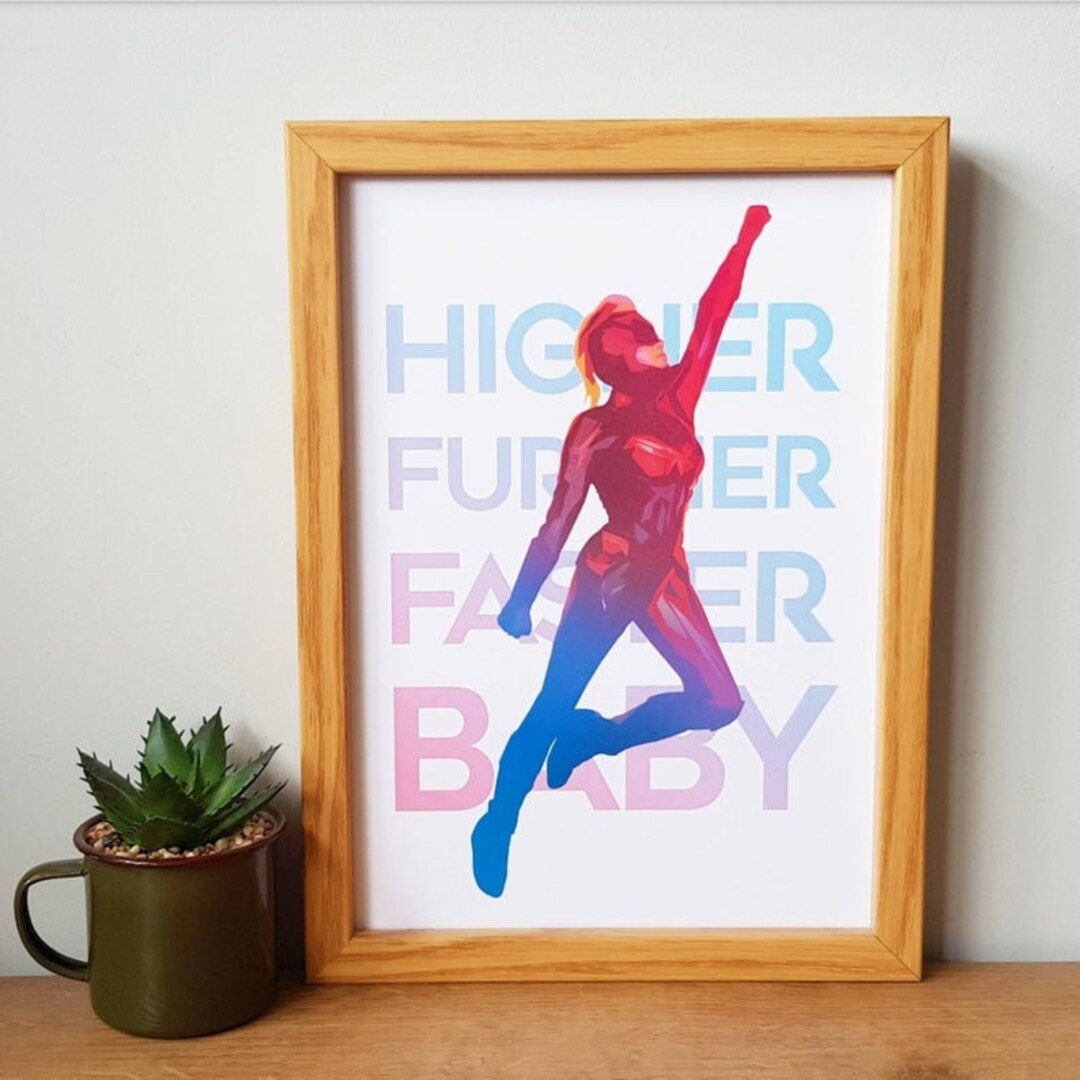 DIGITAL A4 PRINTABLE Captain Marvel Inspired Higher Further Faster ...