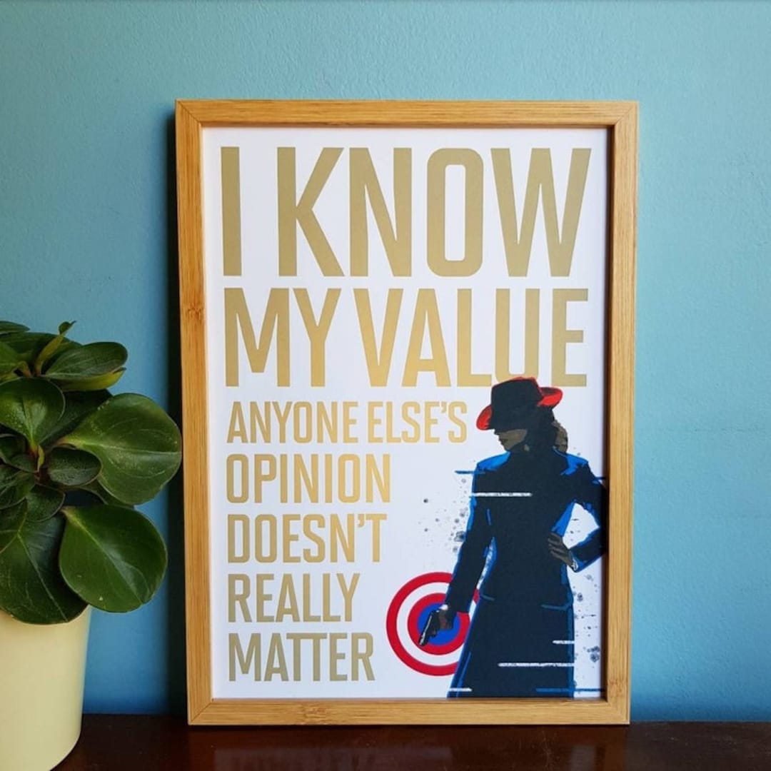 DIGITAL A4 PRINTABLE Agent Carter Inspired Quote 'I Know My Value' Gold ...