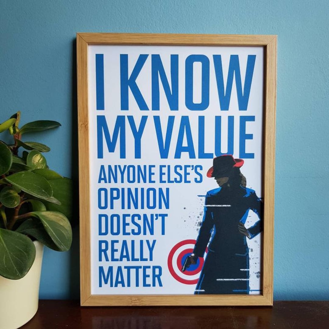 DIGITAL A4 PRINTABLE Agent Carter Inspired Quote 'I Know My Value' Blue ...