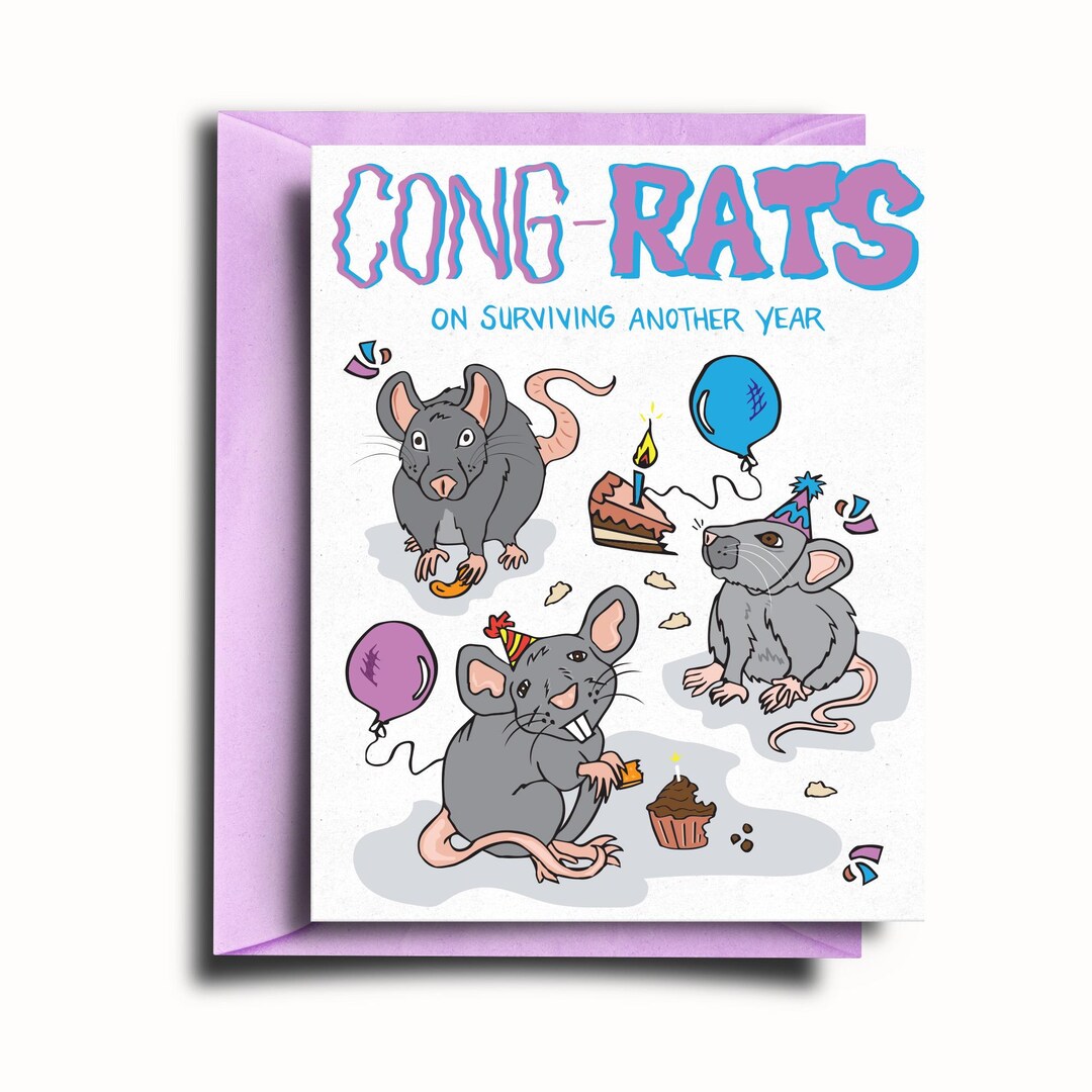 Cong-rats Birthday Greeting Card - Etsy