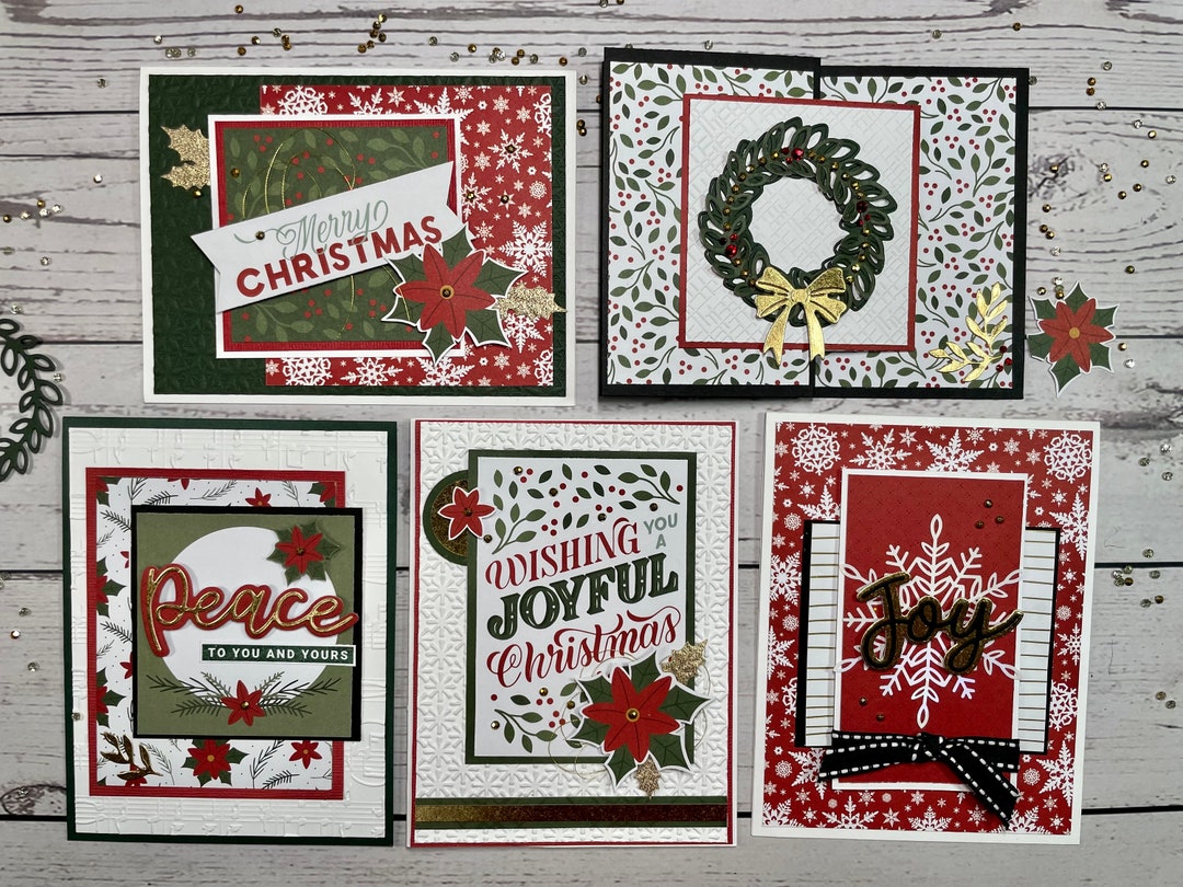 Crimson and Evergreen DIY Christmas Card Kit - Makes 5 Cards ...