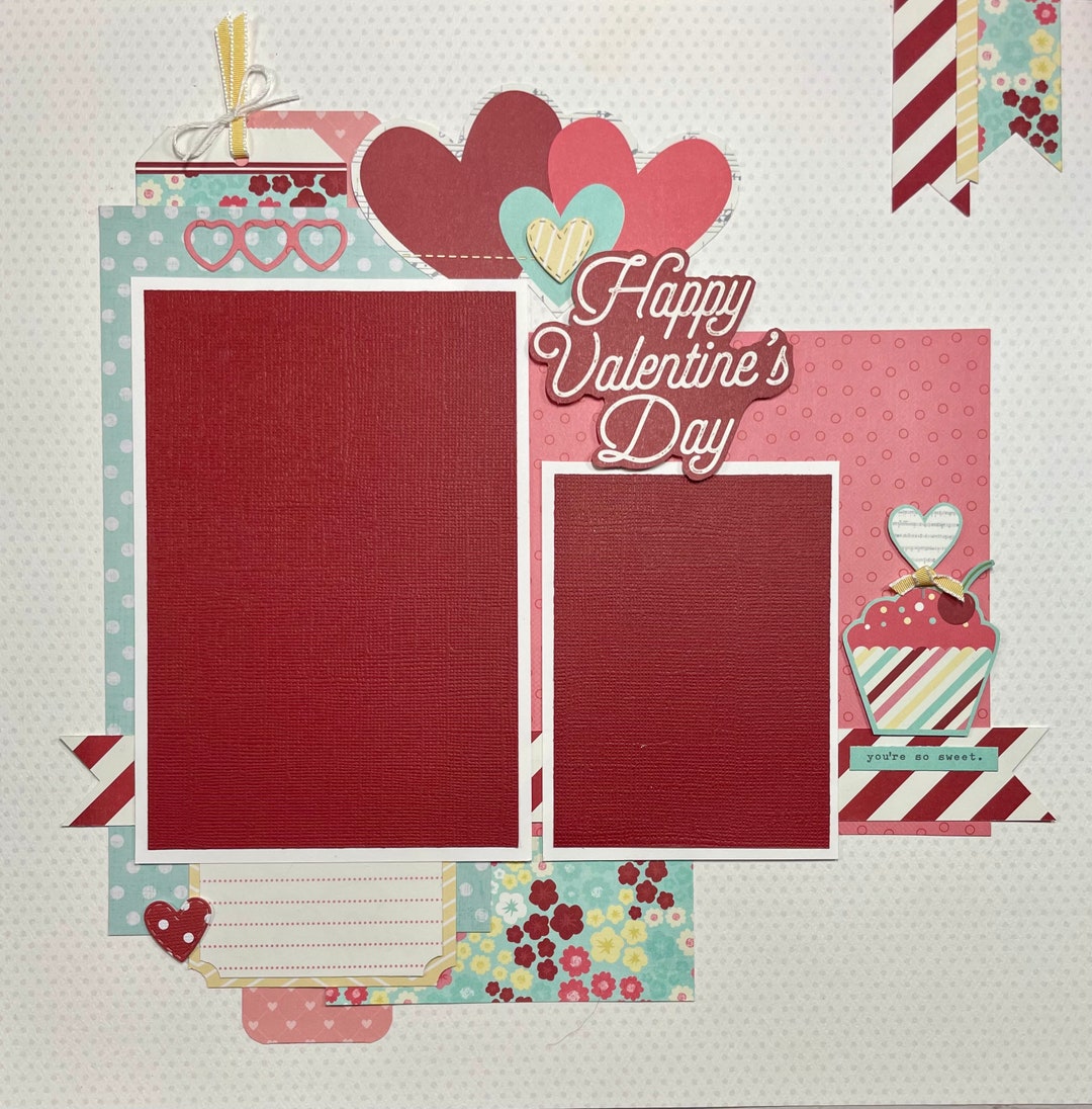 Happy Valentine's Day Scrapbook Page - Love Premade Scrapbook Page ...