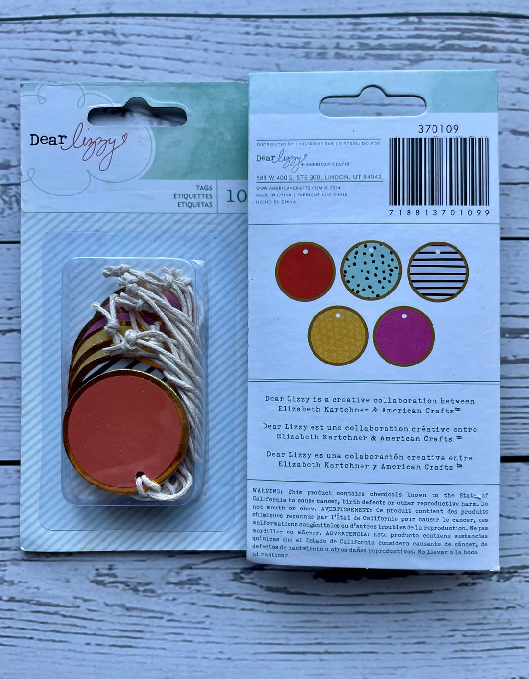 American Crafts Dear Lizzy Gold Metal Rim Tags - Scrapbook ...