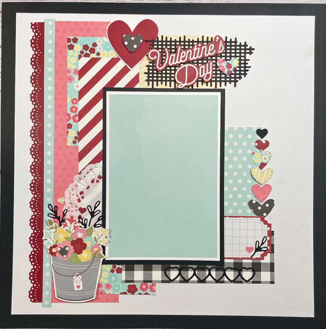 Valentine's Day Scrapbook Page - Love Premade Scrapbook Page, Scrapbook ...