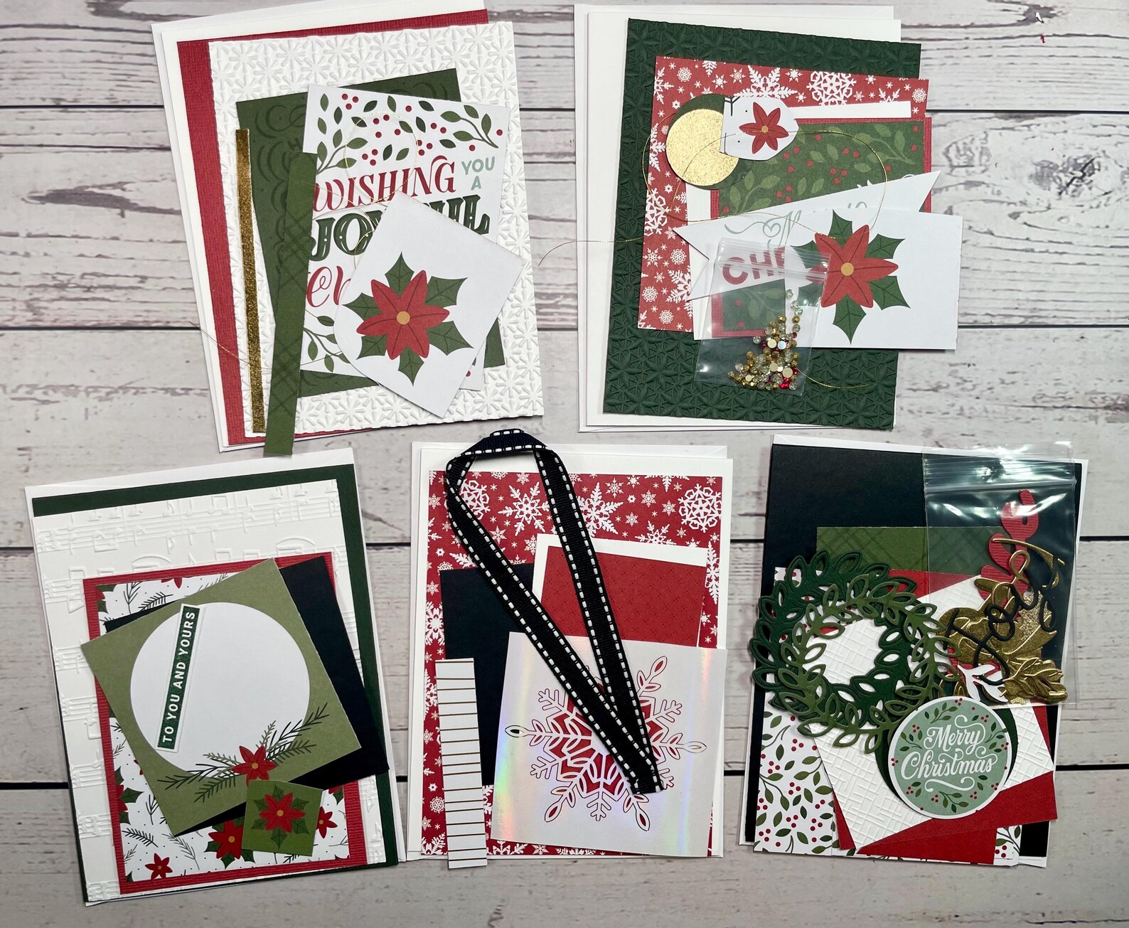 Crimson and Evergreen DIY Christmas Card Kit - Makes 5 Cards ...