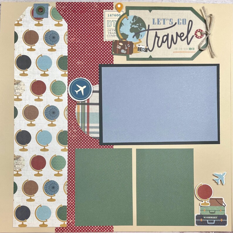 Let's Go Travel -travel Scrapbook Page Kit, Premade Scrapbook Kit ...