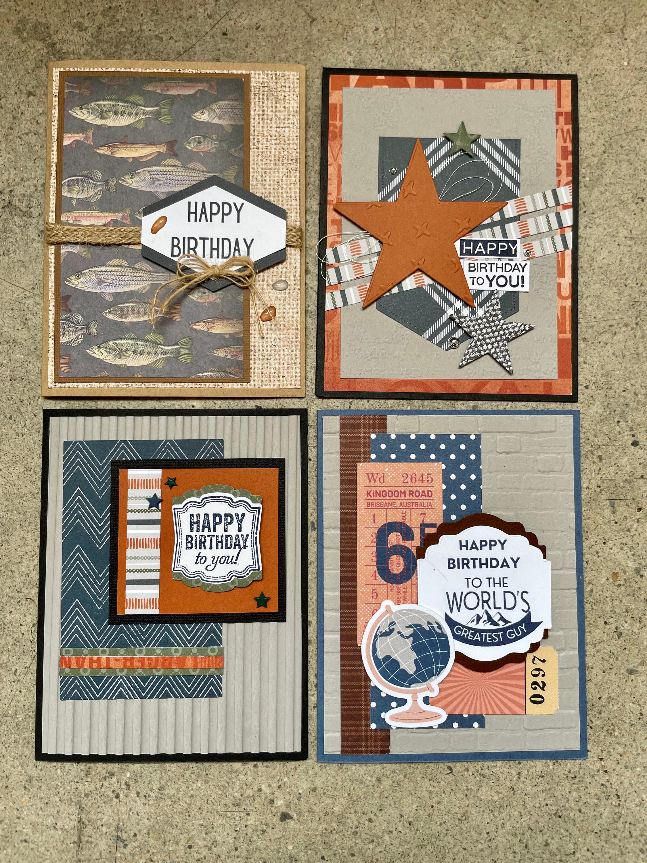 Slate and Steel Premade Cards Set of 4 Cards Masculine Cards, Cards for ...
