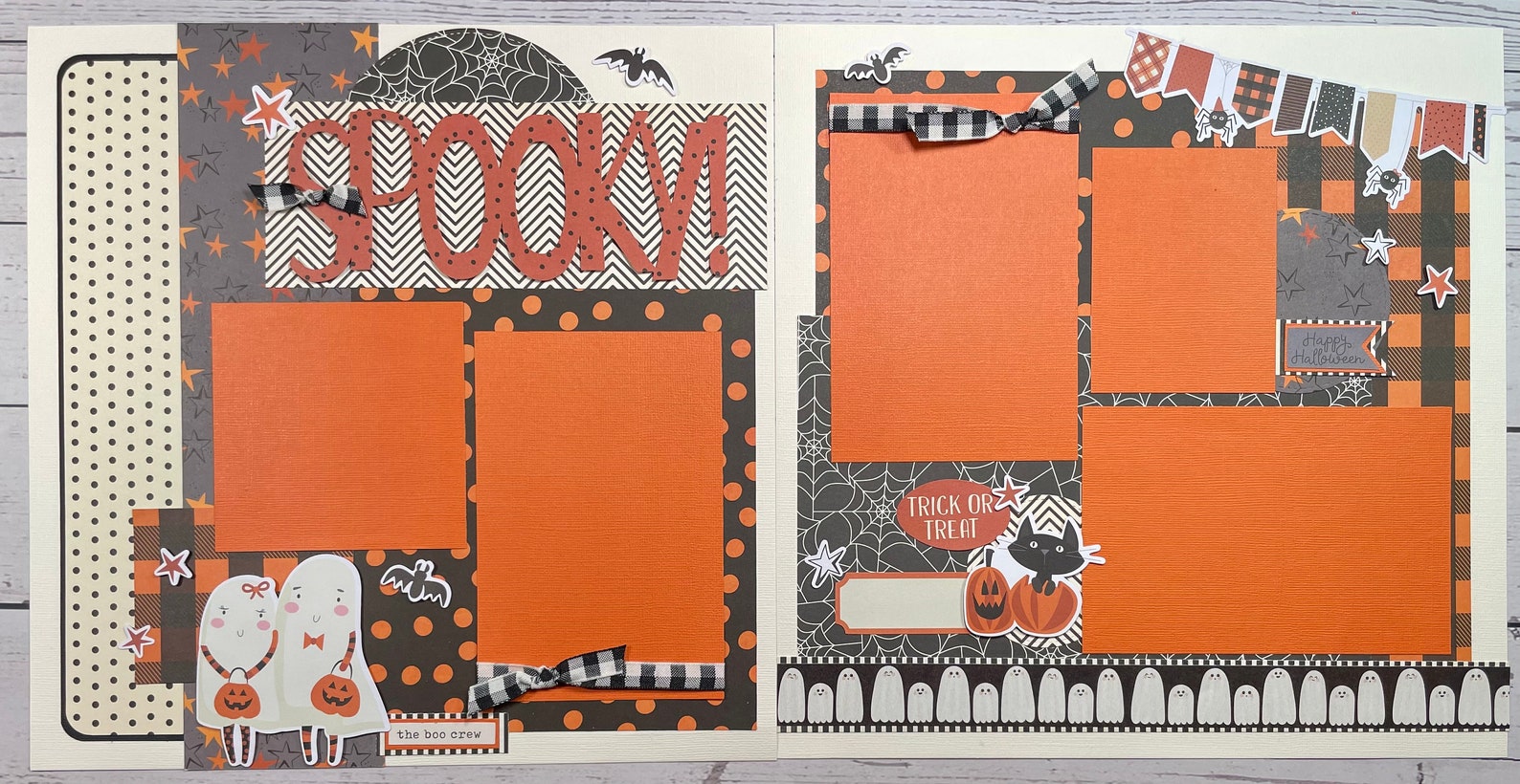 Spooky 2 Page Layout, Halloween Premade Scrapbook Pages, Scrapbook Page ...