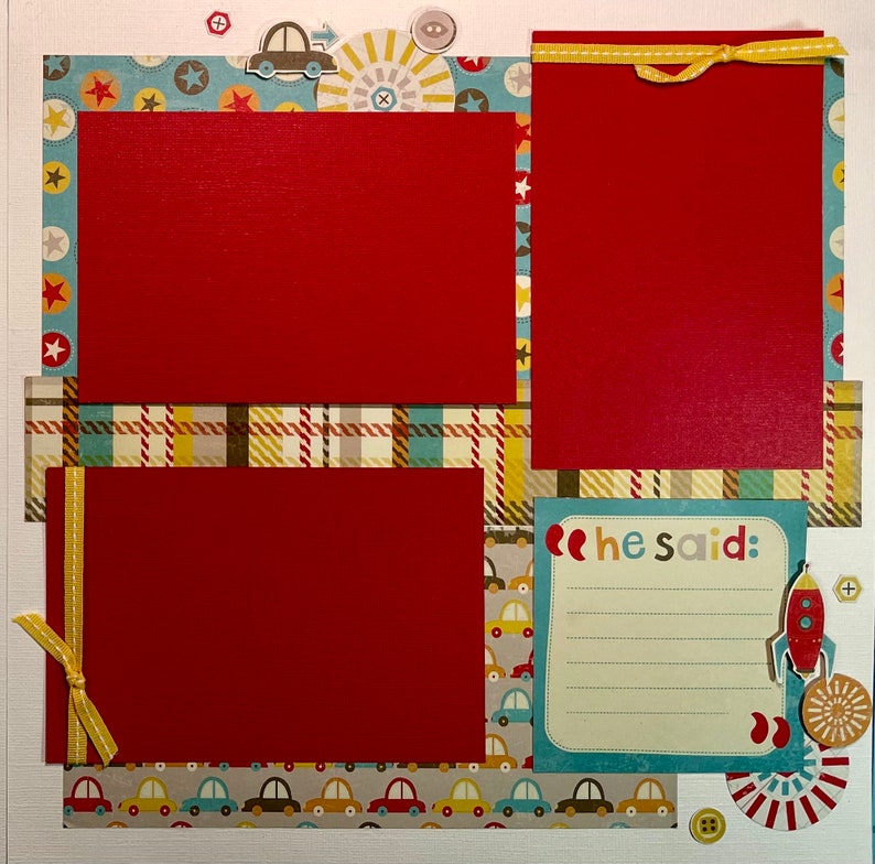 Oh Boy Premade Scrapbook Pages 12x12 Scrapbook Layout Page Kit