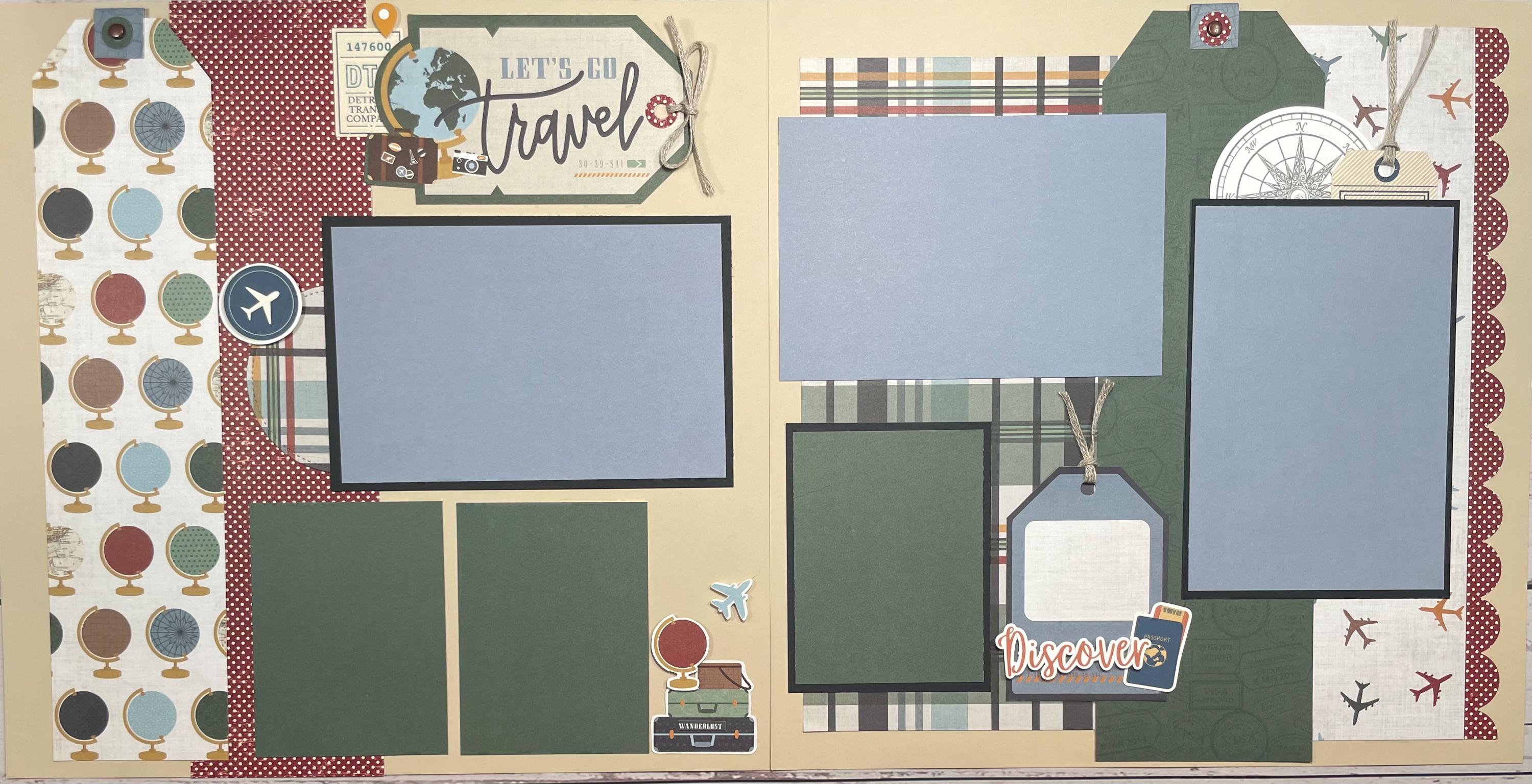 Let's Go Travel -travel Scrapbook Page Kit, Premade Scrapbook Kit ...