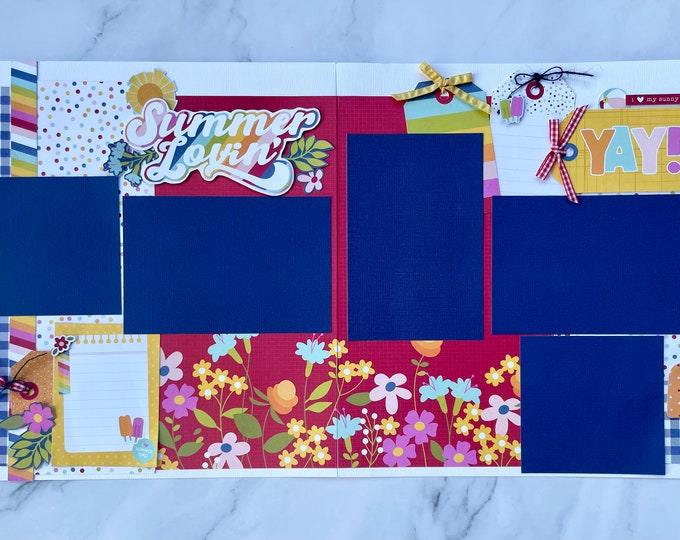 Summer Lovin' Premade Scrapbook Pages, 12x12 Scrapbook Layout, Page Kit ...